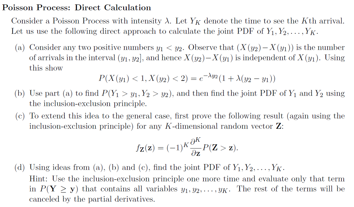 Solved Poisson Process: Direct Calculation Consider a | Chegg.com