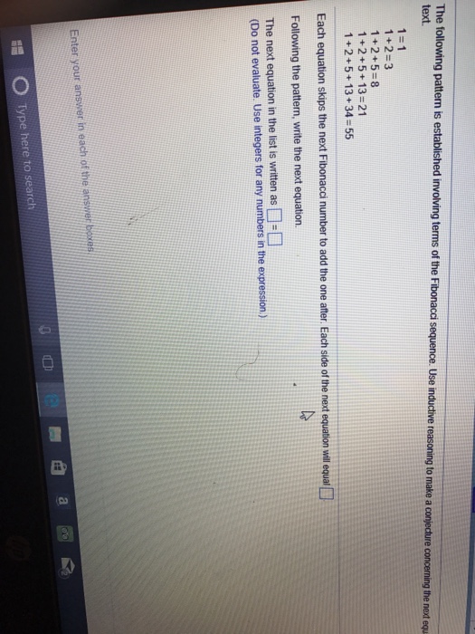 Solved The following pattern is established involving terms | Chegg.com