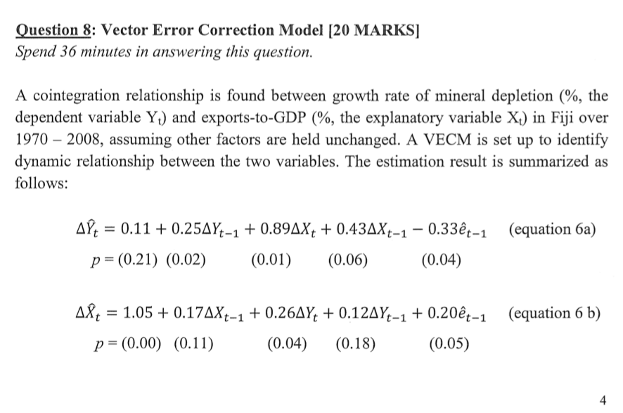 ion 8 Vector Error Correction Model 20 MARKS Chegg
