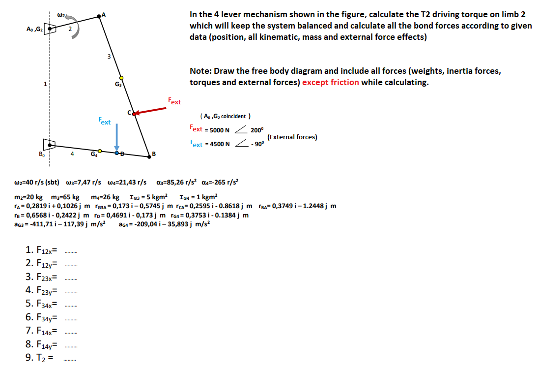 Ao ,G2 In the 4 lever mechanism shown in the figure, | Chegg.com