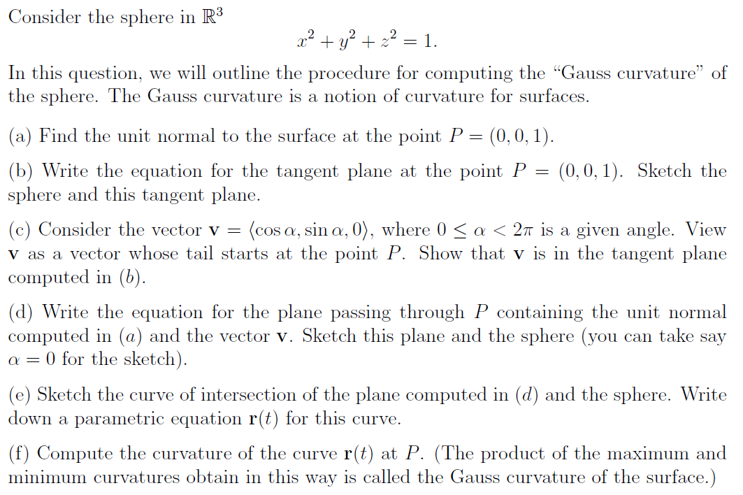 Solved = Consider the sphere in R3 x2 + y2 + 22 = 1. In this | Chegg.com