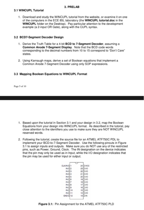 Solved 3. PRELAB 3.1 WINCUPL Tutorial Download and study the | Chegg.com