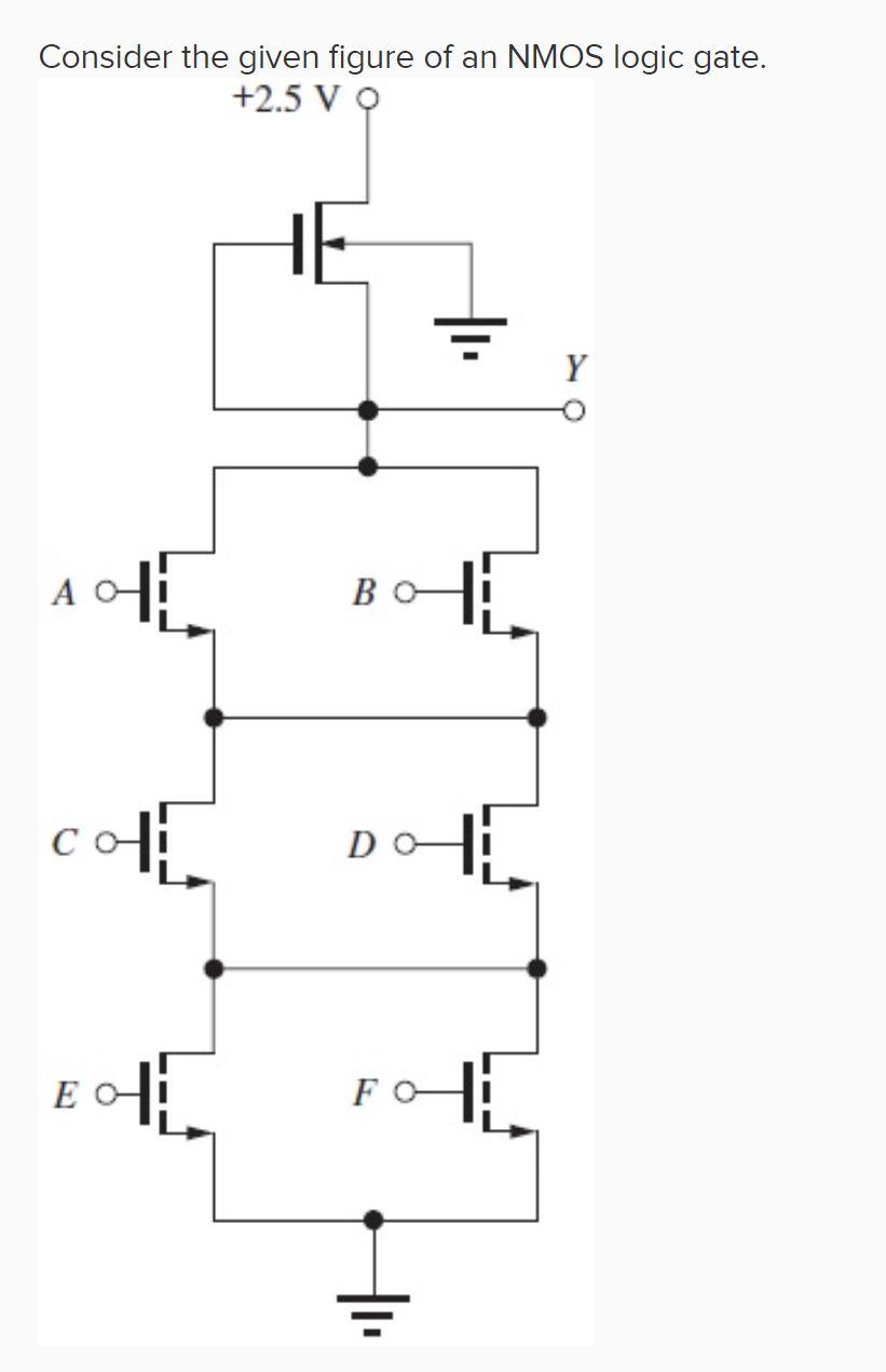 Solved Consider the given figure of an NMOS logic gate. +2.5 | Chegg.com