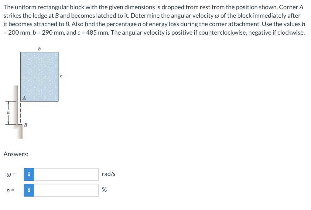 Solved The uniform rectangular block with the given | Chegg.com