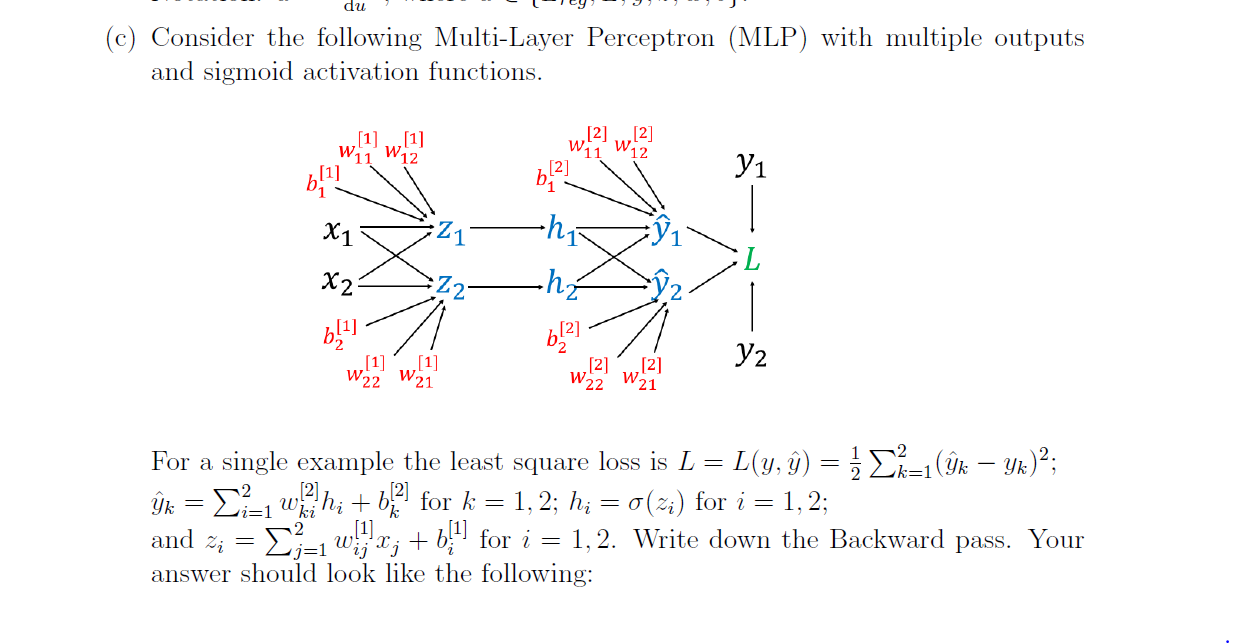 du (c) Consider the following Multi-Layer Perceptron | Chegg.com