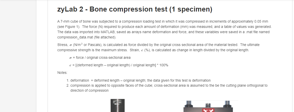 zyLab 2 - Bone compression test (1 specimen) A 7-mm | Chegg.com