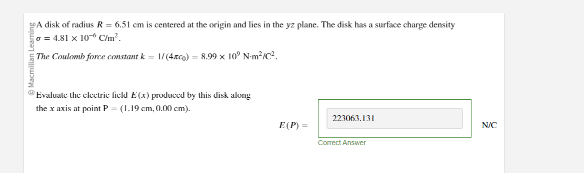 Solved code class="asciimath">^(00)A disk of radius R=6.51cm | Chegg.com