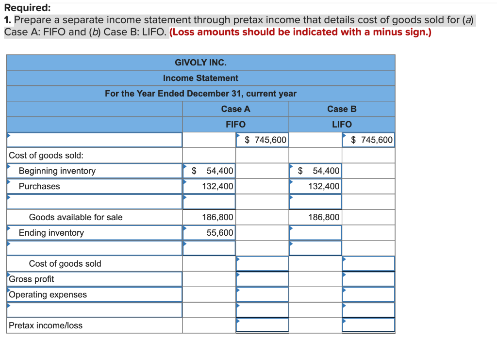 Solved 1. Prepare a separate income statement through pretax | Chegg.com