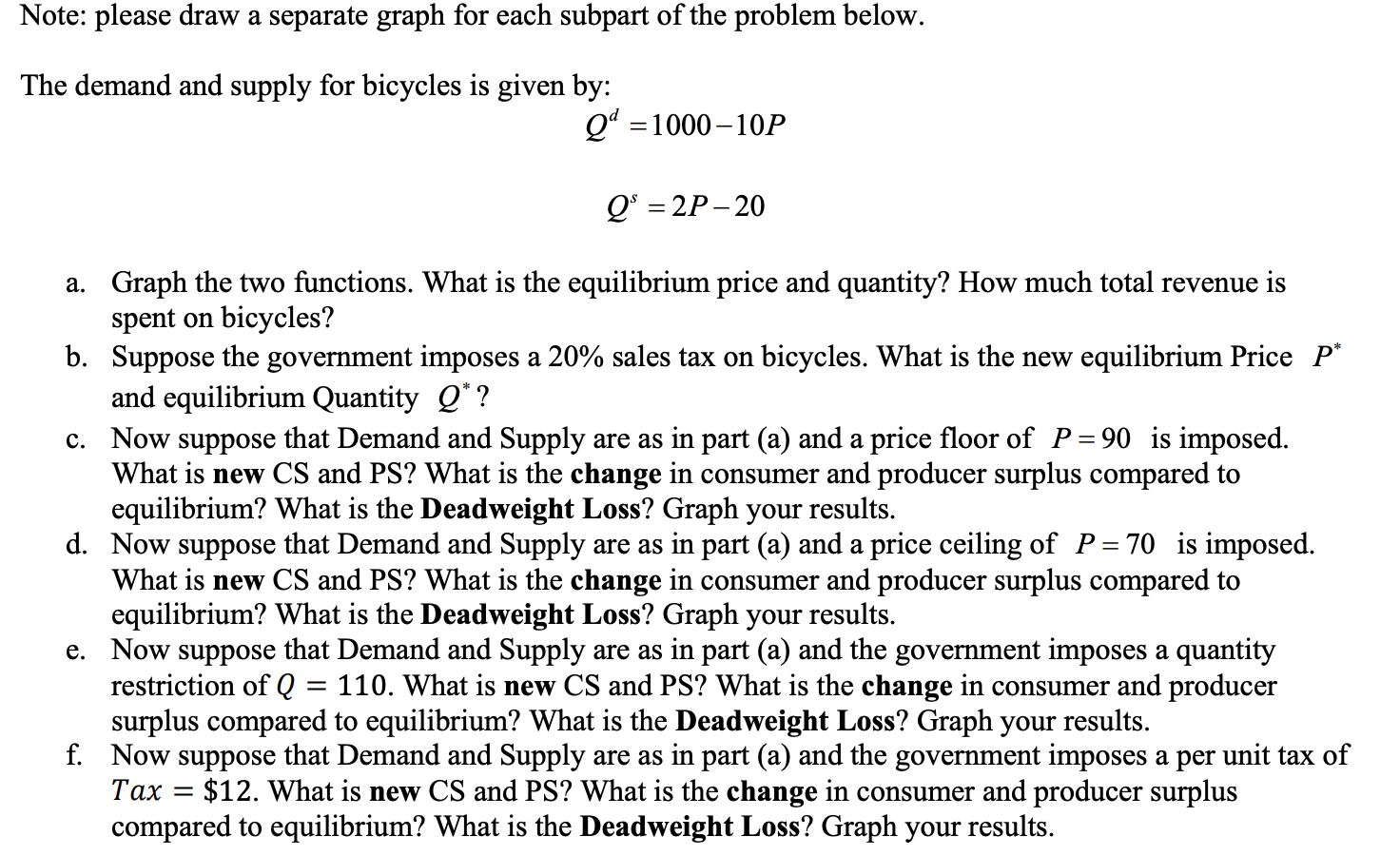Solved Note: please draw a separate graph for each subpart | Chegg.com