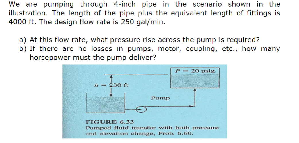 Solved We are pumping through 4-inch pipe in the scenario | Chegg.com