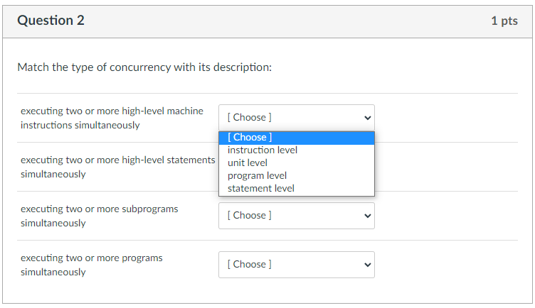 Solved Match the type of concurrency with its description: | Chegg.com