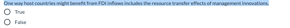 Solved One way host countries might benefit from FDI inflows | Chegg.com