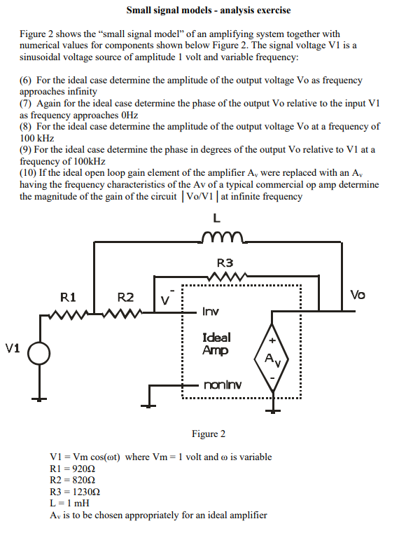 Solved Small signal models - analysis exercise Figure 2 | Chegg.com