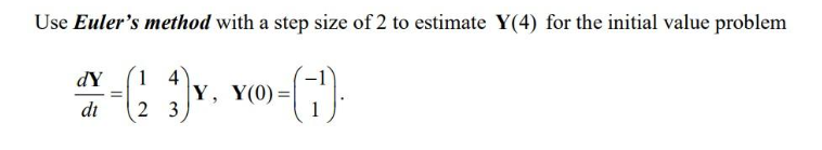 Solved Use Euler's method with a step size of 2 to estimate | Chegg.com