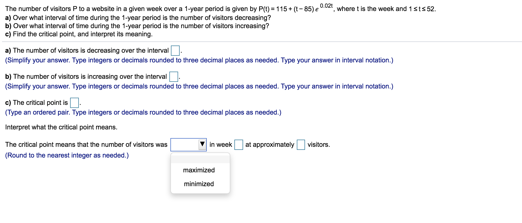 Solved The number of visitors P to a website in a given week | Chegg.com