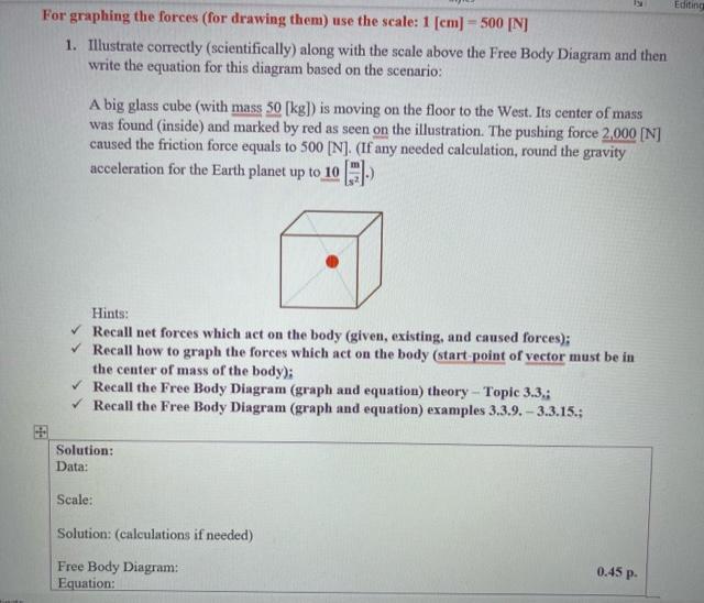 Solved or graphing the forces (for drawing them) use the | Chegg.com