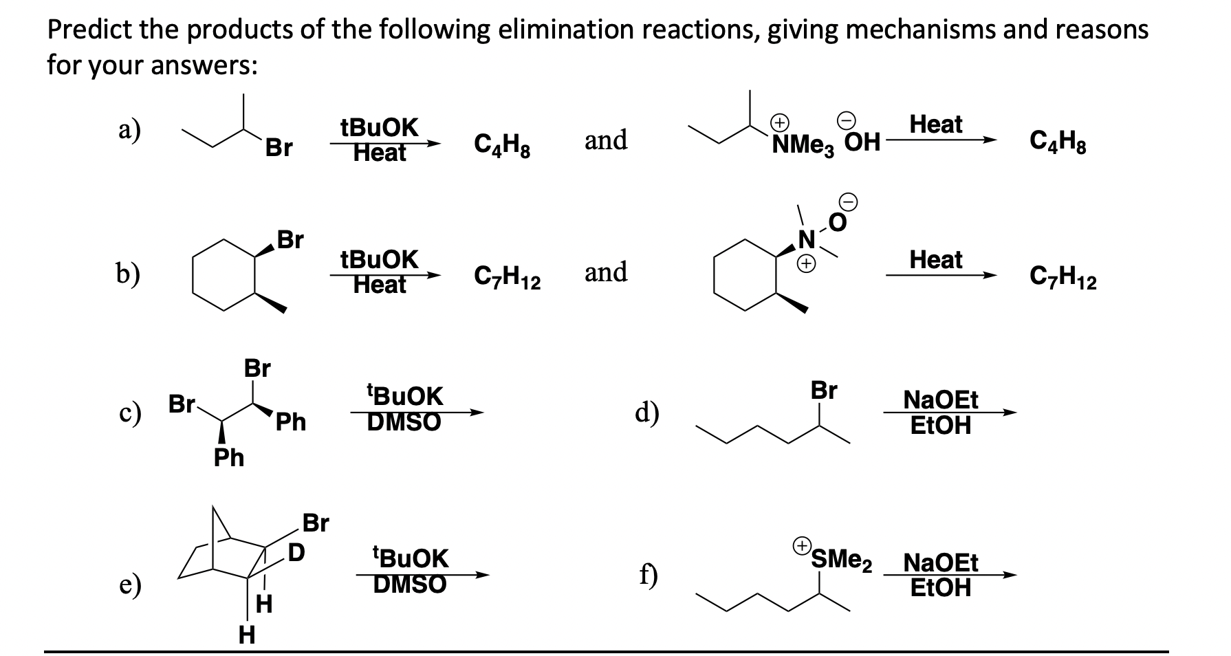 Solved Predict the products of the following elimination | Chegg.com