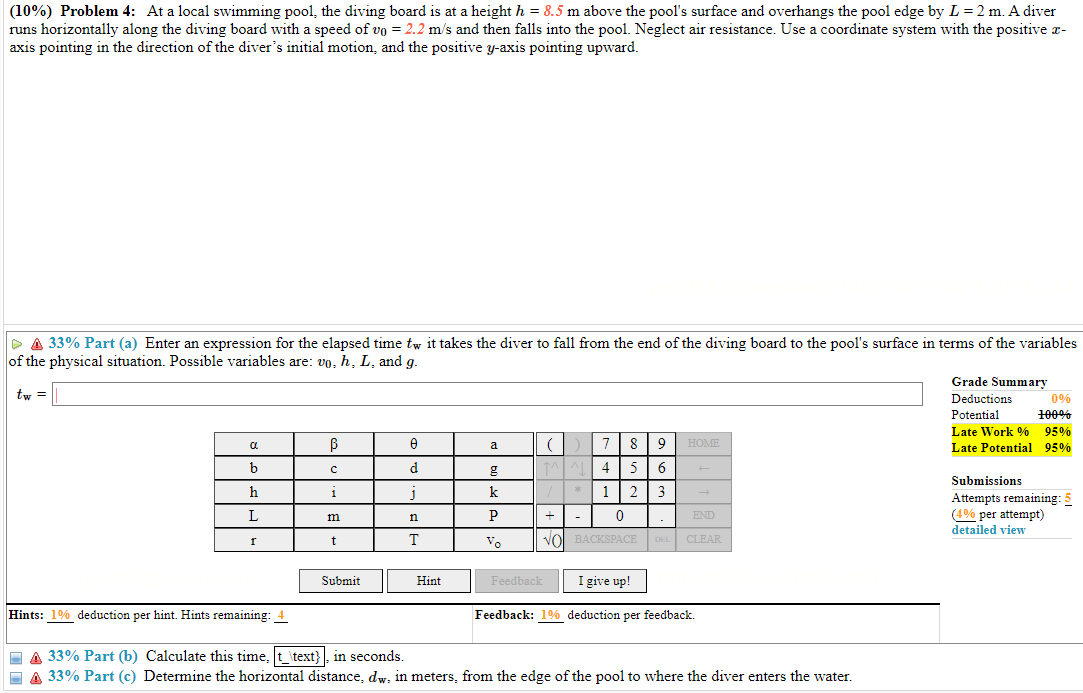 Solved (10\%) Problem 4: At a local swimming pool, the | Chegg.com