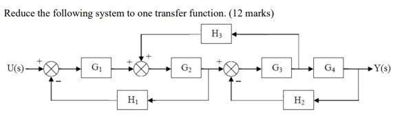 Solved Reduce the following system to one transfer function. | Chegg.com