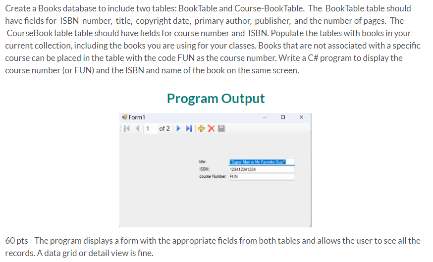 Solved Create a Books database to include two tables: | Chegg.com