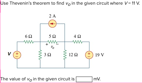 Solved Use Thevenin's theorem to find vO in the given | Chegg.com