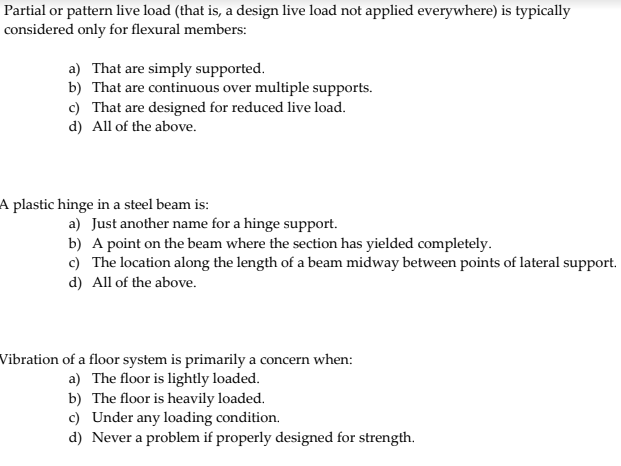Solved Partial or pattern live load (that is, a design live | Chegg.com