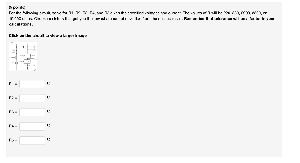 Solved (5 points) For the following circuit, solve for R1, | Chegg.com