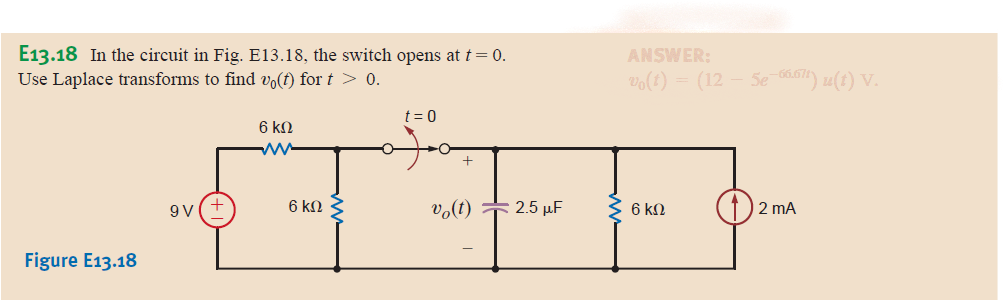 Solved E13.18 In the circuit in Fig. E13.18, the switch | Chegg.com