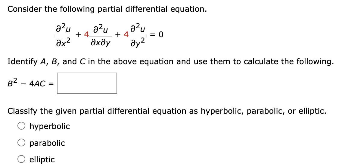 Solved Consider the following partial differential equation. | Chegg.com