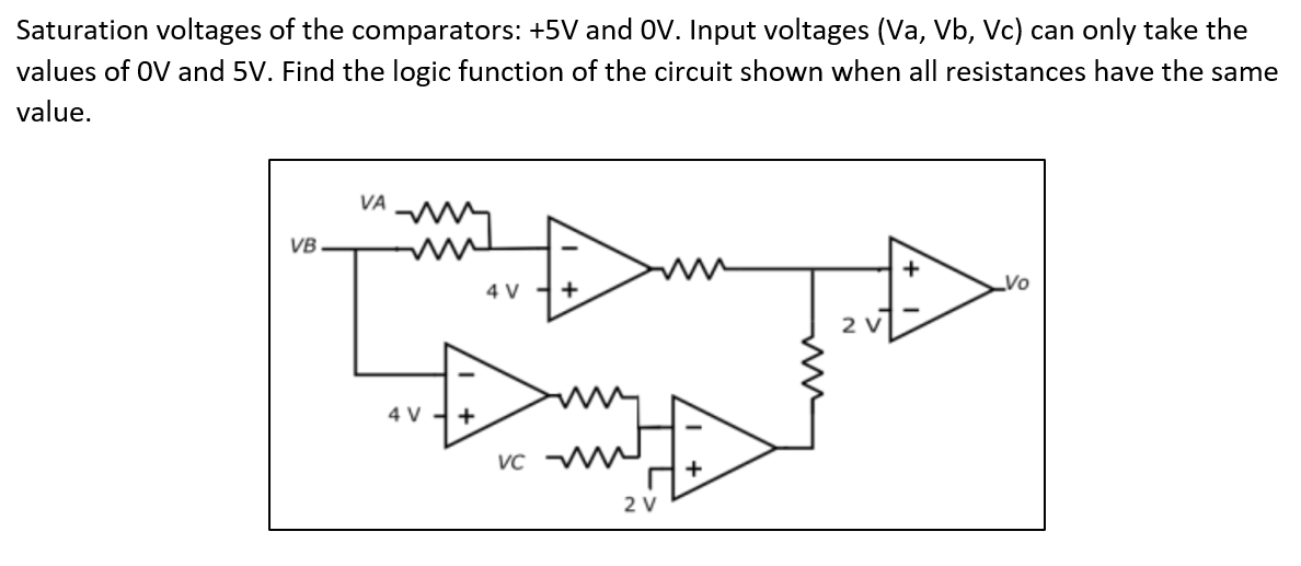 Solved Saturation voltages of the comparators: +5V and OV. | Chegg.com