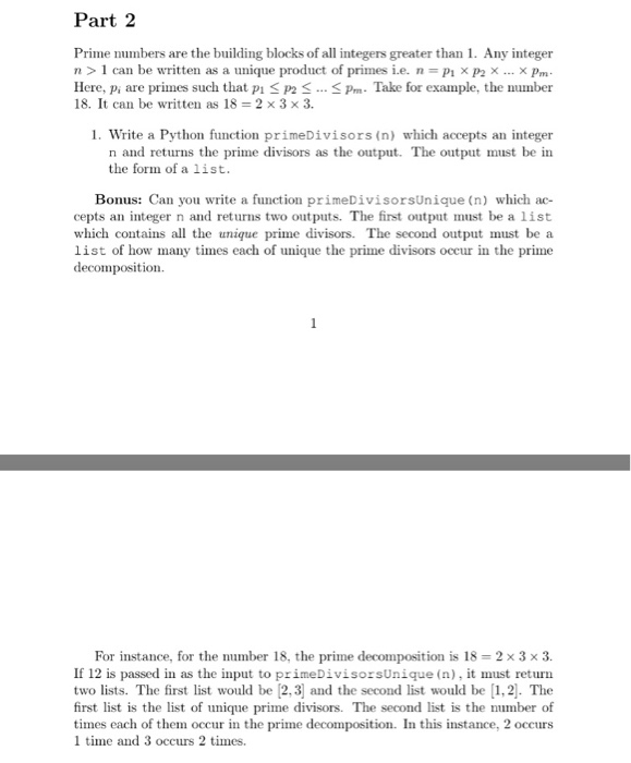Solved Part 2 Prime numbers are the building blocks of all | Chegg.com