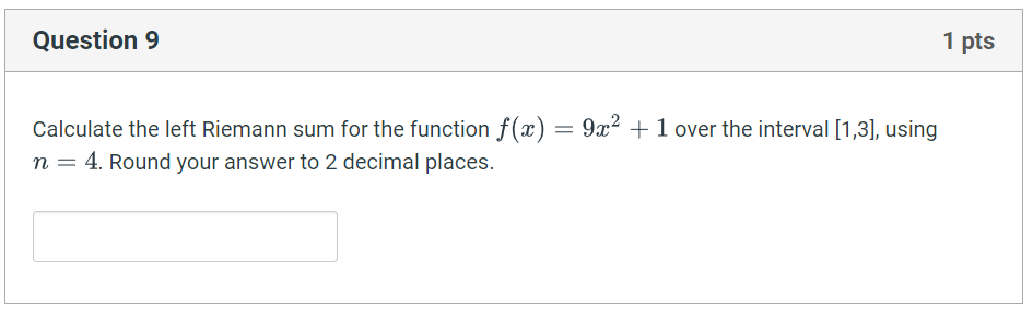 Solved Calculate the left Riemann sum for the function | Chegg.com