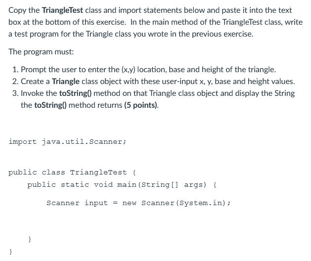 Solved Program previously used: public class Triangle | Chegg.com