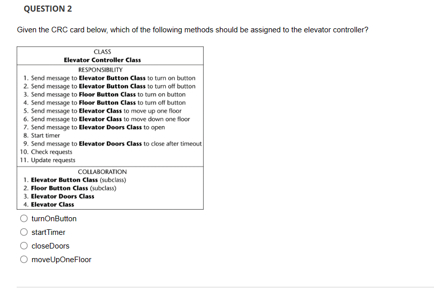 Solved Given the CRC card below, which of the following | Chegg.com
