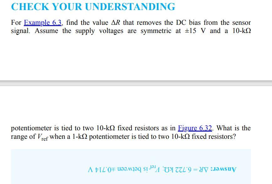 Solved CHECK YOUR UNDERSTANDING For Example 6.3, find the | Chegg.com
