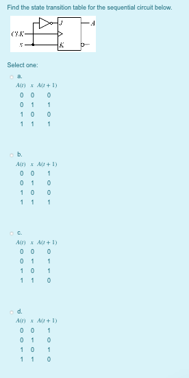 Solved Find the state transition table for the sequential | Chegg.com