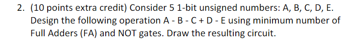 Solved 2. (10 points extra credit) Consider 5 1-bit unsigned | Chegg.com