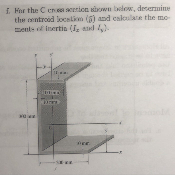 Solved f. For the C cross section shown below, determine the | Chegg.com