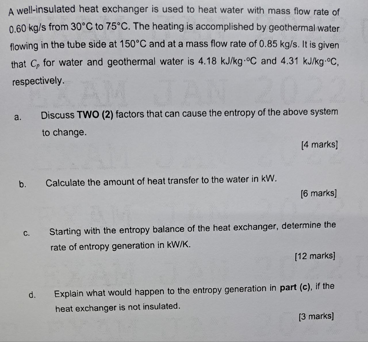 Solved A well-insulated heat exchanger is used to heat water | Chegg.com