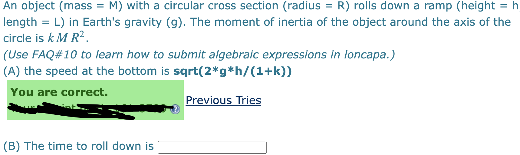 Solved An object ( mass =M ) with a circular cross section | Chegg.com