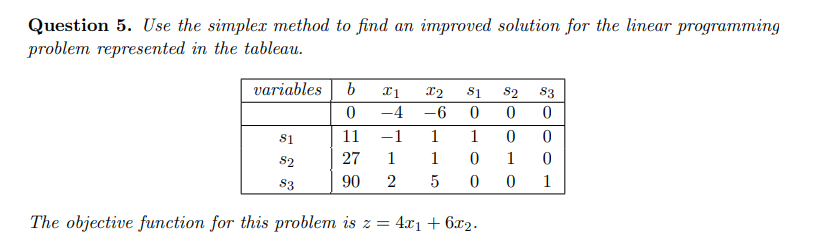 Solved Question 5. Use the simplex method to find an | Chegg.com
