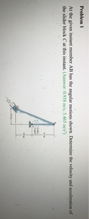 Solved Problem 1 At the given instant member AB has the | Chegg.com
