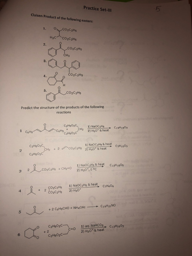 Solved Practice Set-lll Claisen Product of the following | Chegg.com