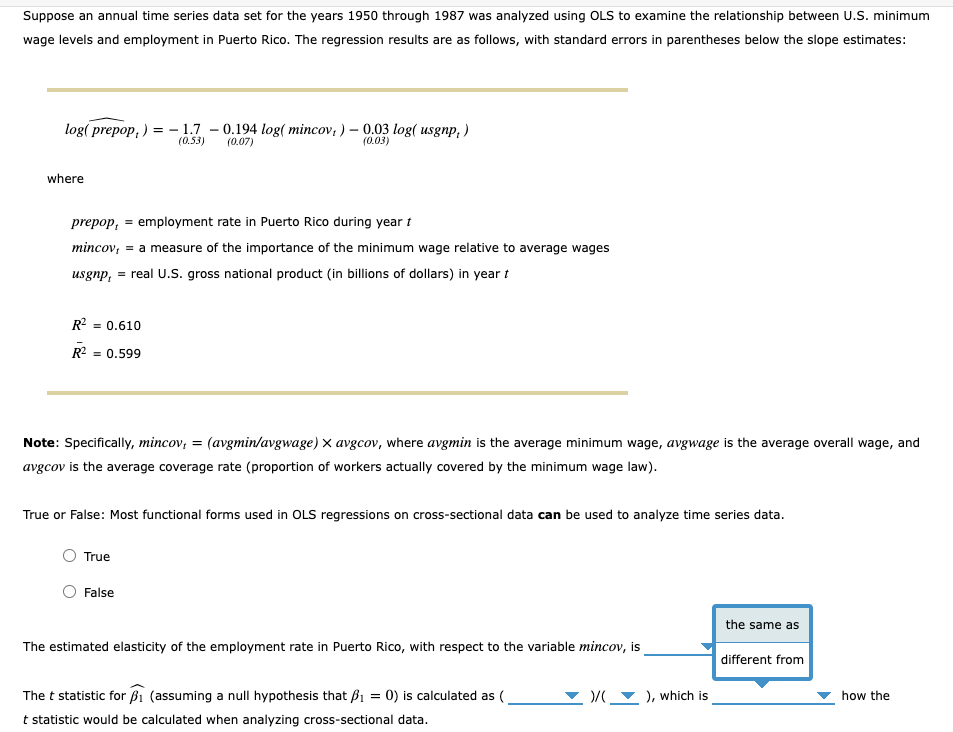 [Solved]: Suppose an annual time series data set for the yea