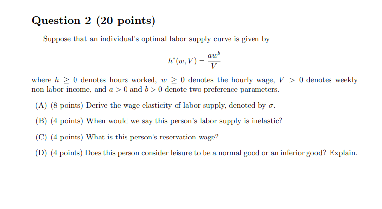 Solved Suppose that an individual's optimal labor supply | Chegg.com