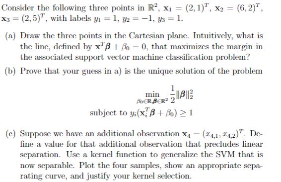 Solved Consider the following three points in | Chegg.com
