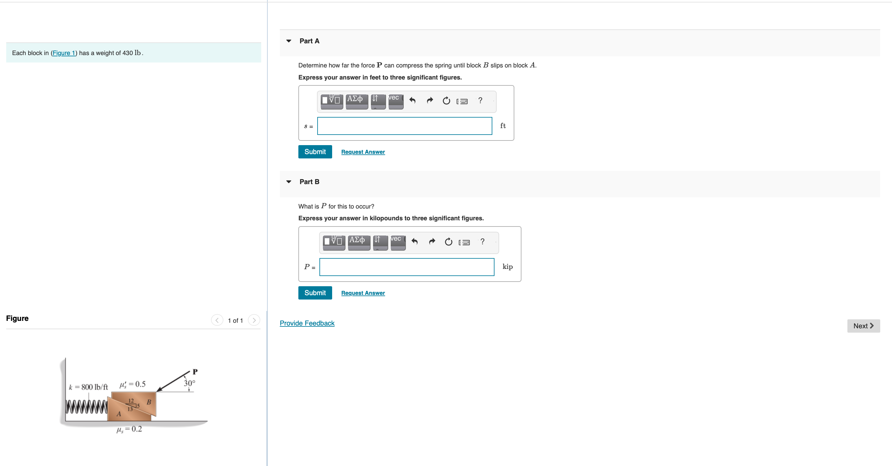 Solved Determine how far the force P can compress the spring | Chegg.com