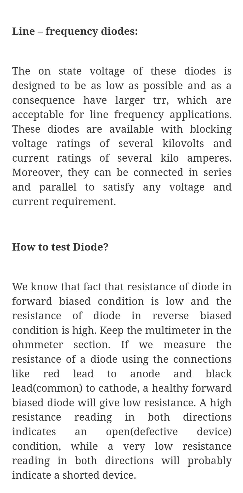 Solved Line - frequency diodes: The on state voltage of | Chegg.com
