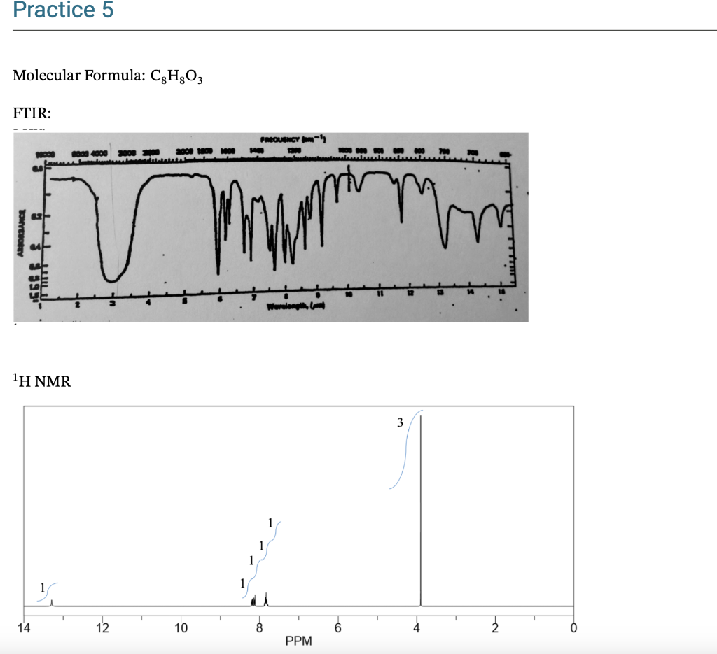 Solved Molecular Formula: C8H8O3 FTIR: 1H NMR | Chegg.com