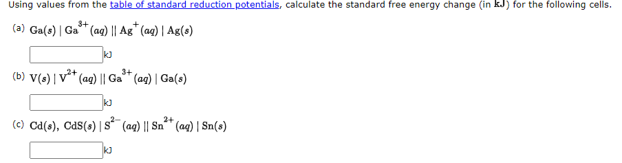 [Solved]: Using values from the table of standard reductio